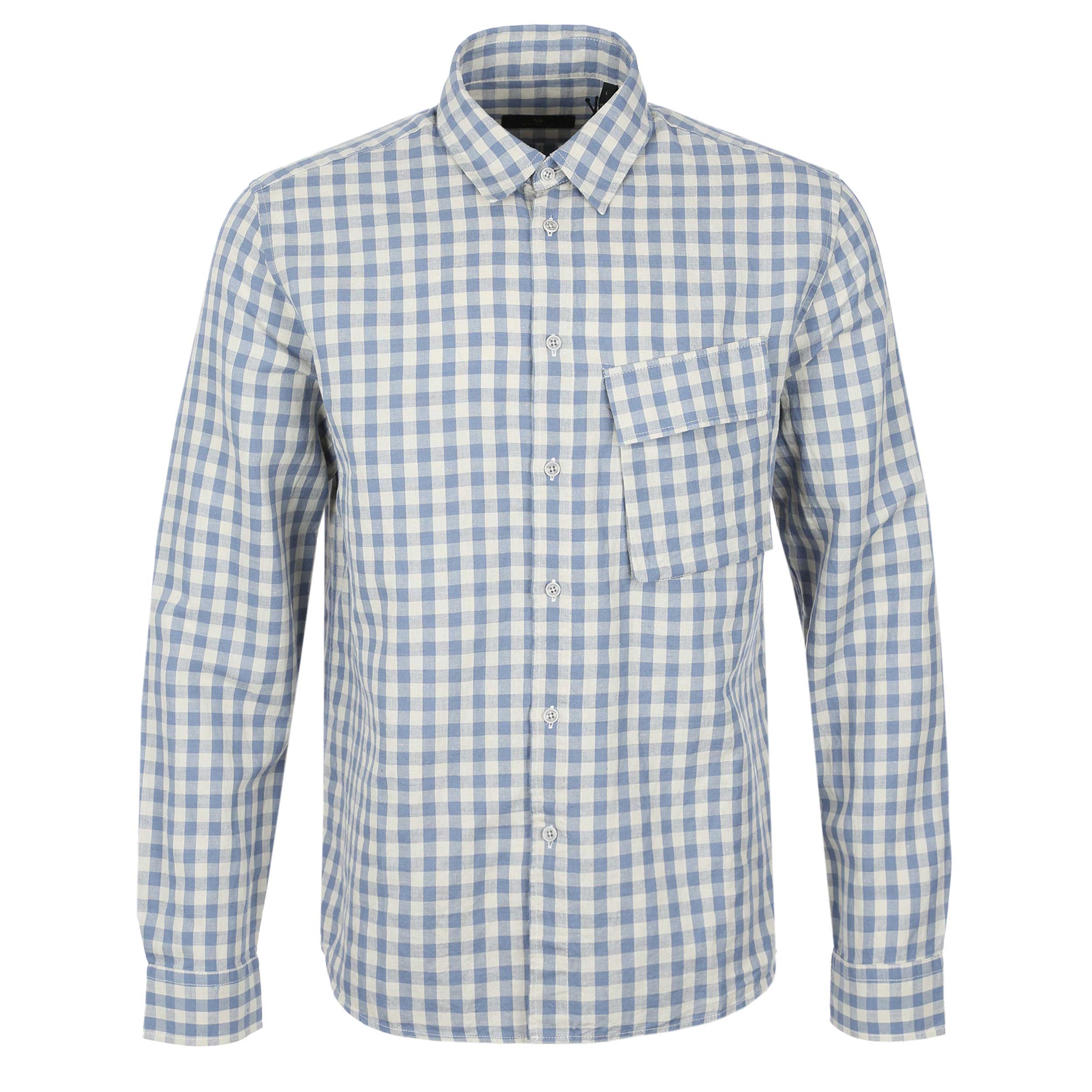 Belstaff Scale Linen Shirt in Blue Flint & Stone Beige – Norton Barrie