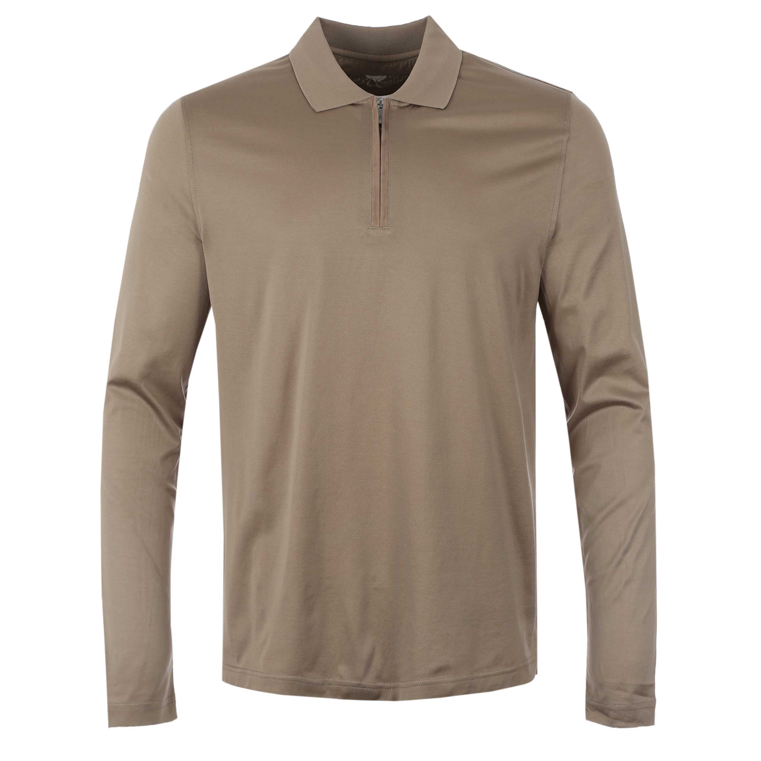 Pal Zileri Zip Detail LS Polo Shirt in Taupe | Norton Barrie