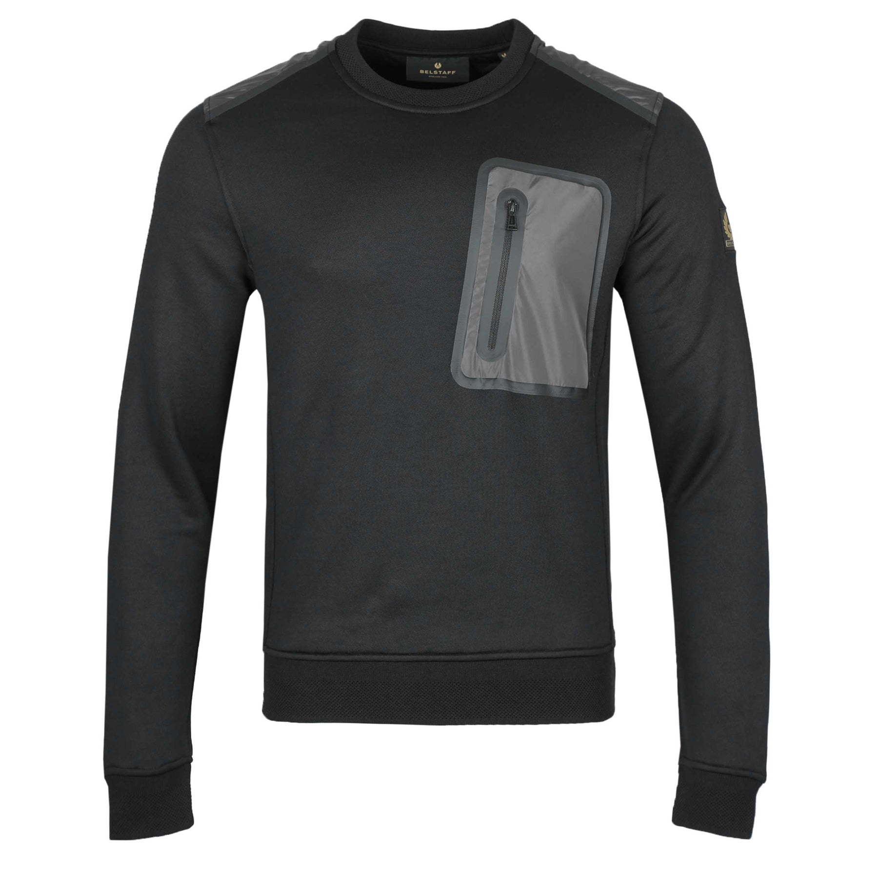 Belstaff Overlay Crew Neck Sweat Top in Black | Belstaff | Norton Barrie