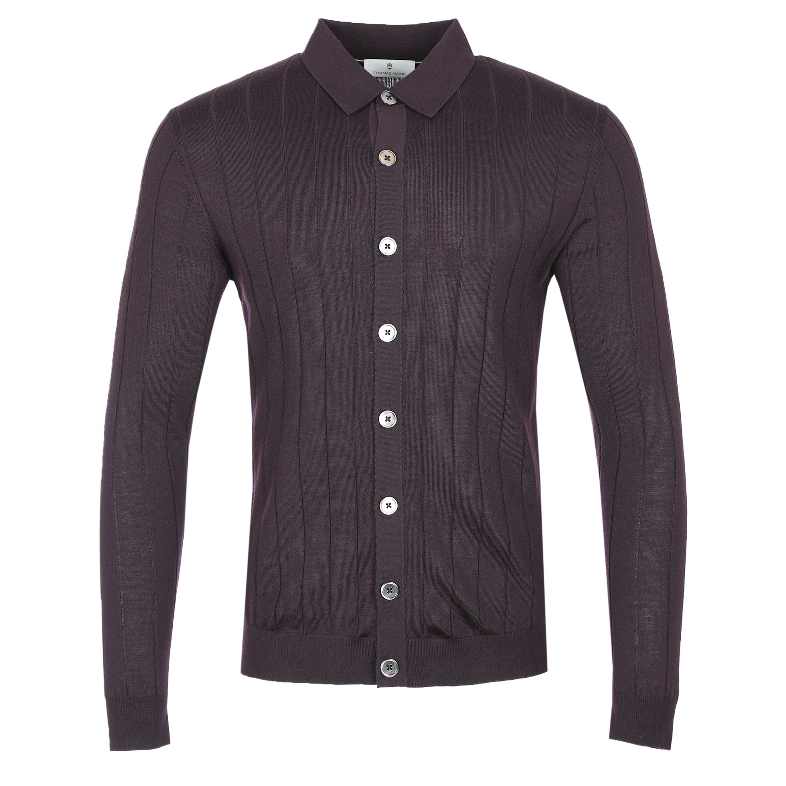 Thomas Maine Shirt Full Button Knit Through in Plum I Thomas Maine I ...